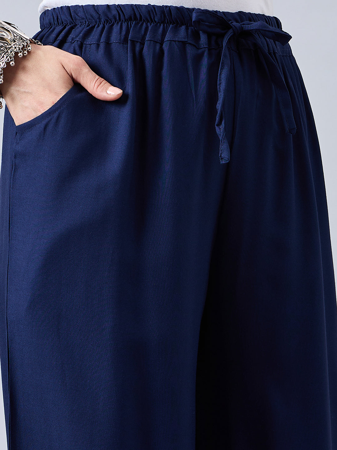 Navy Blue Embellished Palazzo – The Pajama Factory
